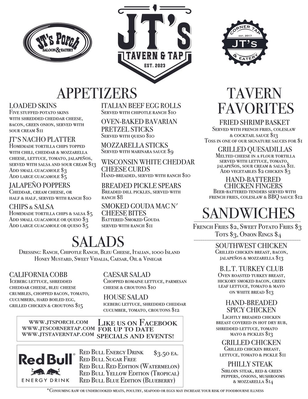 Menu – Jts Porch Saloon and Eatery